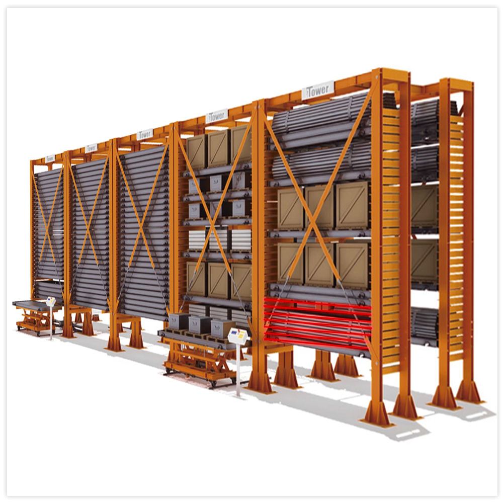 MultiLogitower with Stacker Crane. Multiple Storage Columns | LogiTower